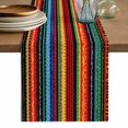 Mexico Stripes Table Runner, Colored Abstract Striped Orange Red Boho ...