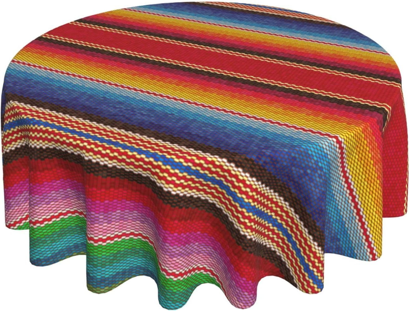 Mexico Tablecloth 60 Inch Round Halloween Cinco De Mayo Fiesta Colorful ...
