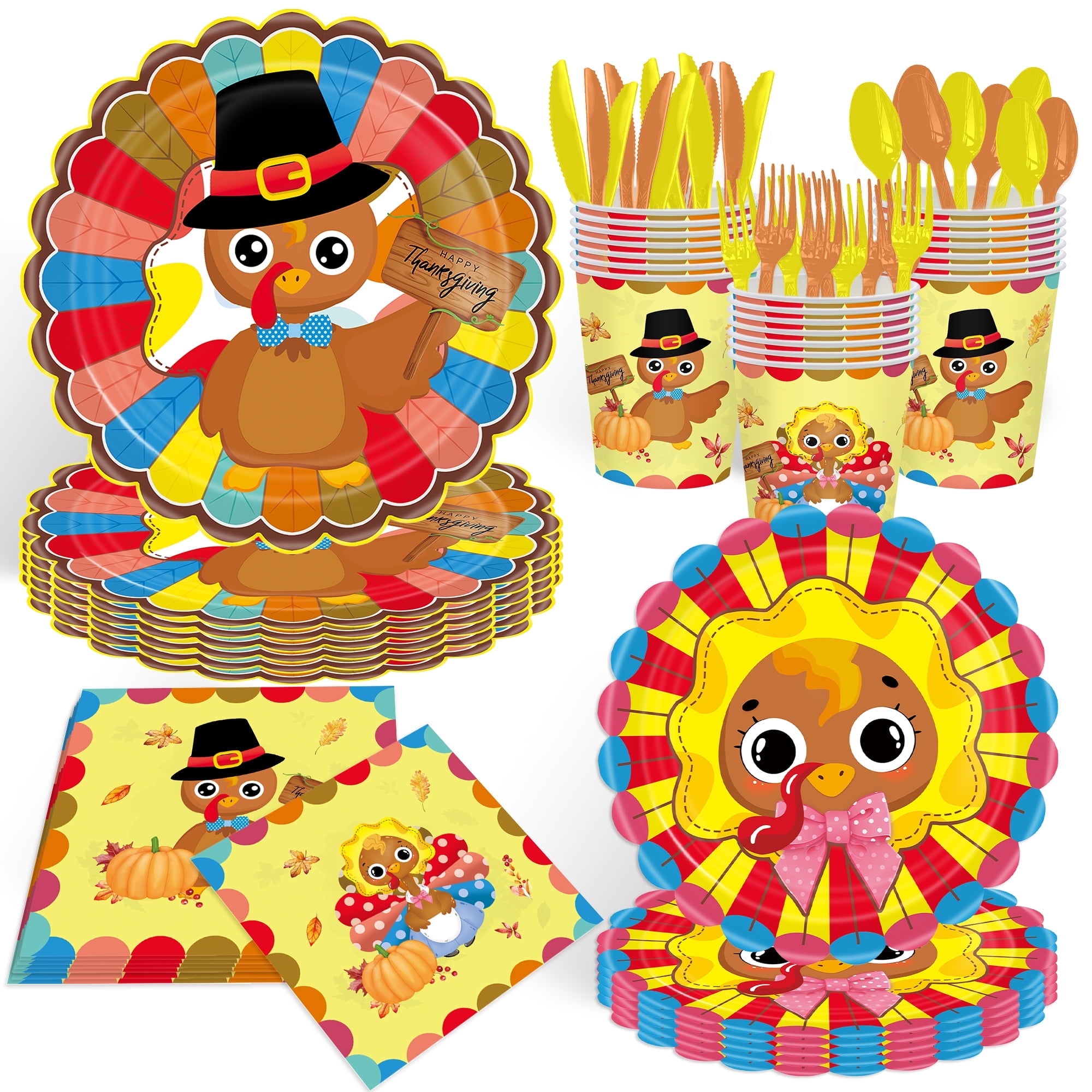 Thanksgiving Tableware Set,Thanksgiving Party Supplies Serves 20 Guests ...