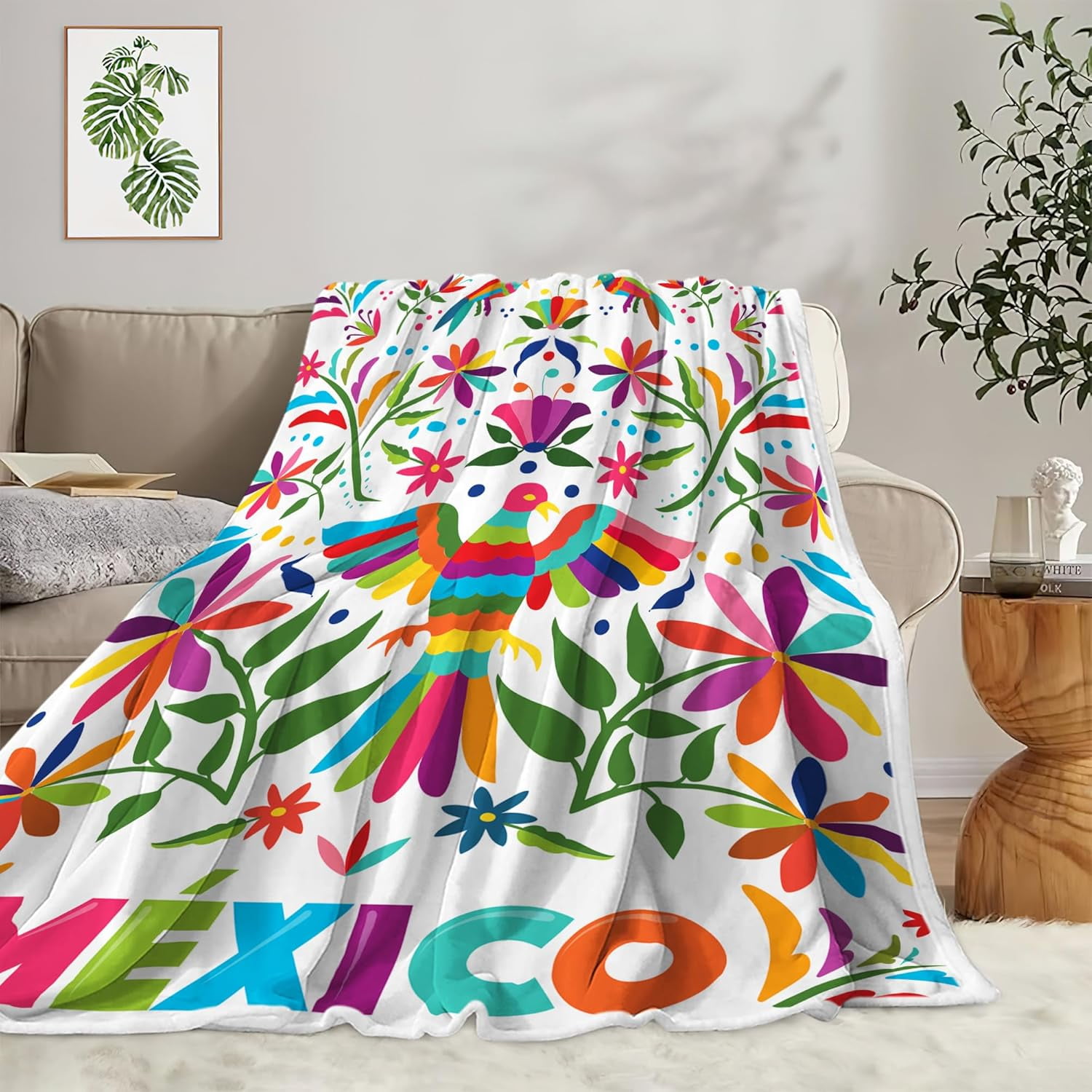 Mexico Throw Blanket, Floral Throw Blanket, Mexican Traditional Floral ...