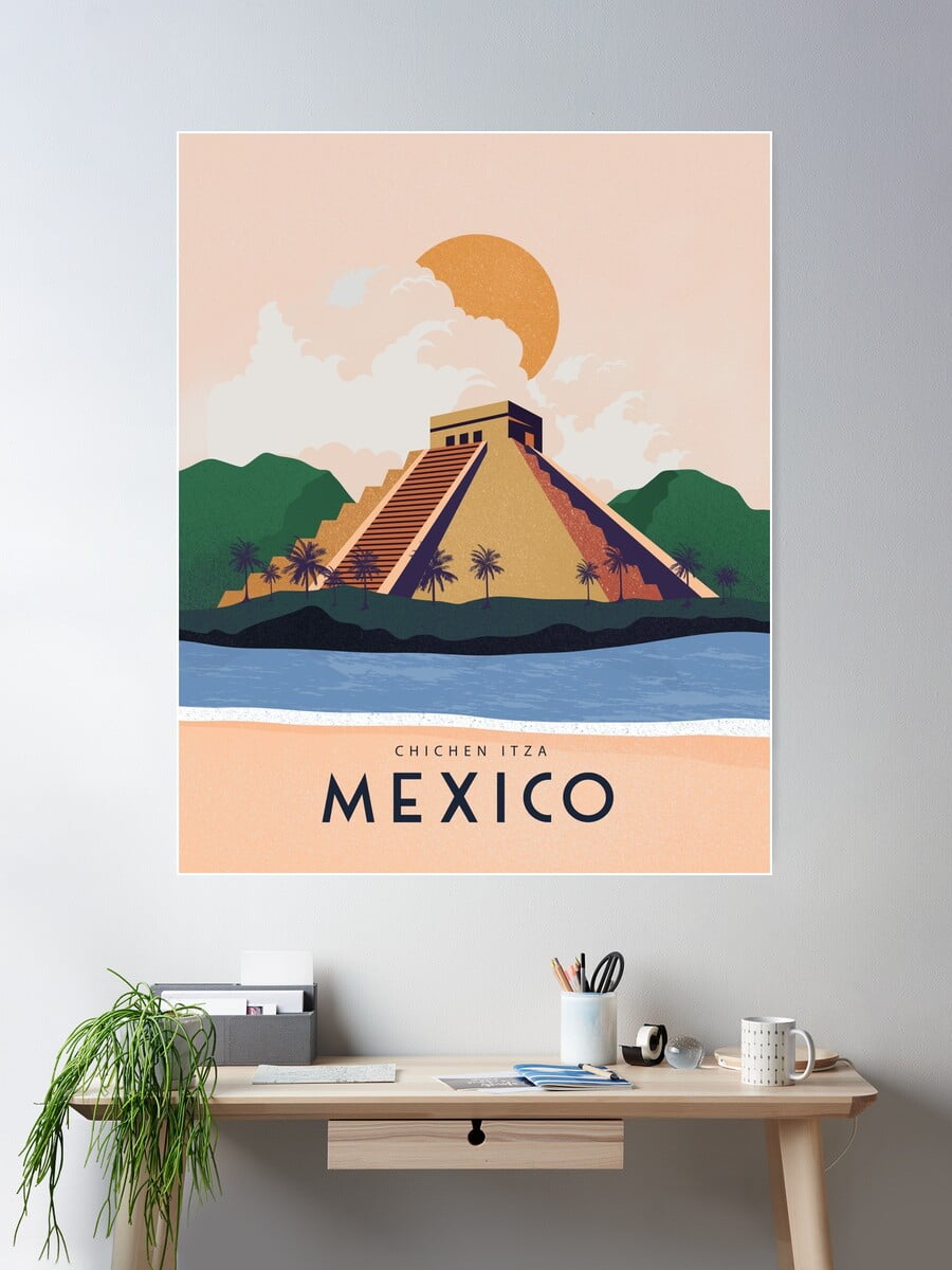 Mexico Travel Poster Chichen Itza Poster Wall Art, Modern Wall Decor ...
