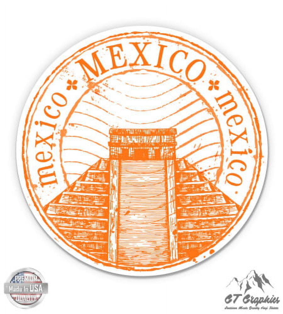Mexico Travel Stamp Chichen Itza - 8" Vinyl Sticker - For Car Laptop I ...