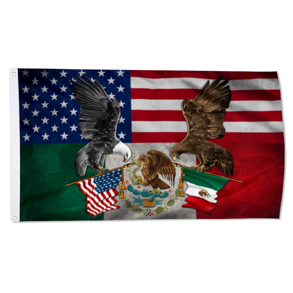 Mexico USA Mexican American Friendship Flags Polyester 3x5 FT banner ...