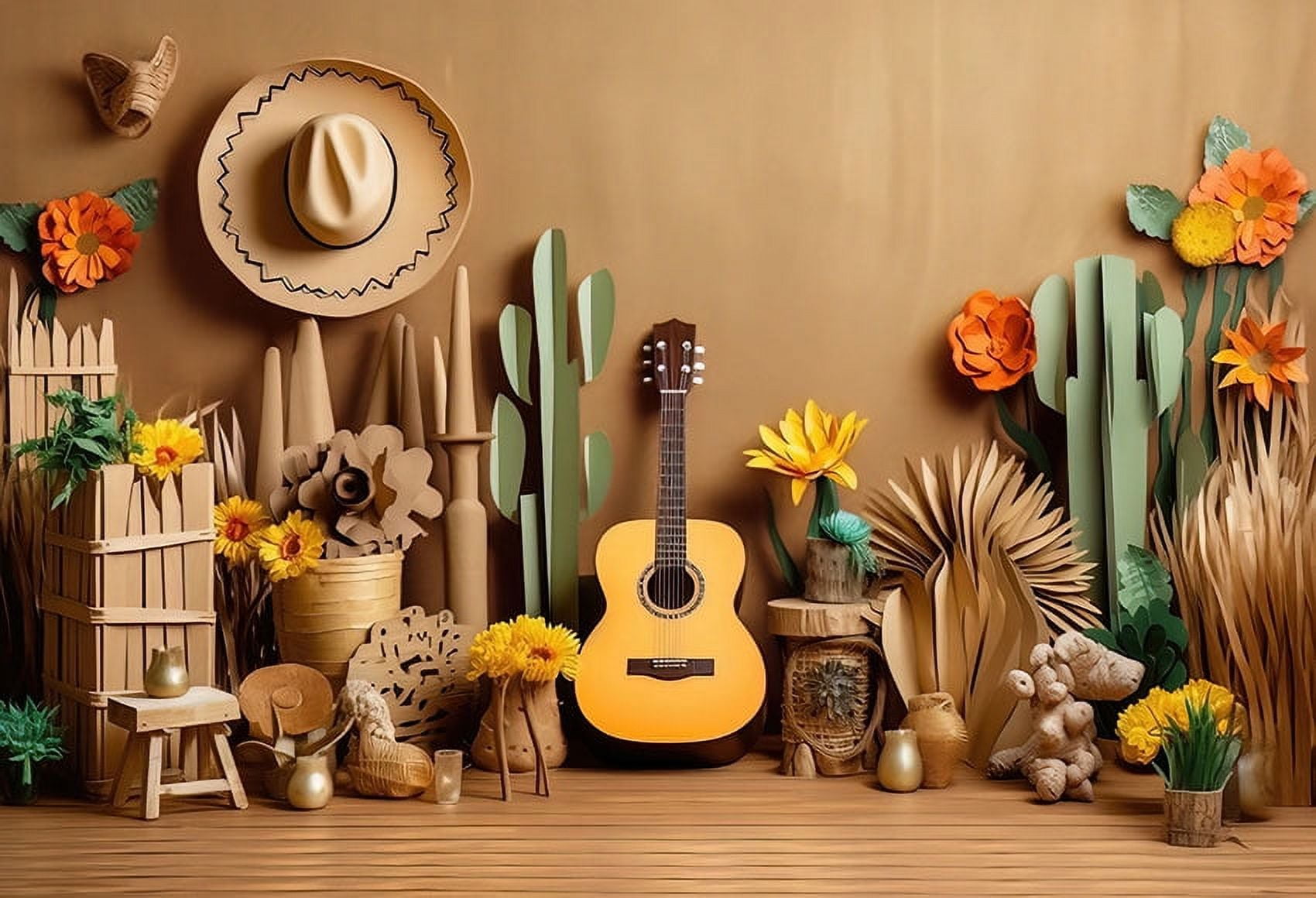 Mexico Wild West Desert Cactus Floral Kids Birthday Party Portrait r ...