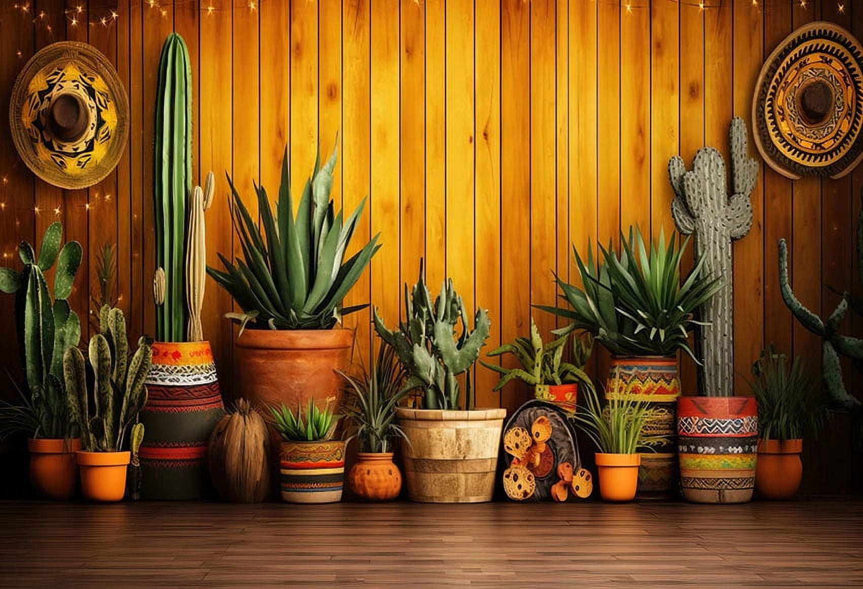 Mexico Wild West Desert Cactus Floral Kids Birthday Party Portrait r ...