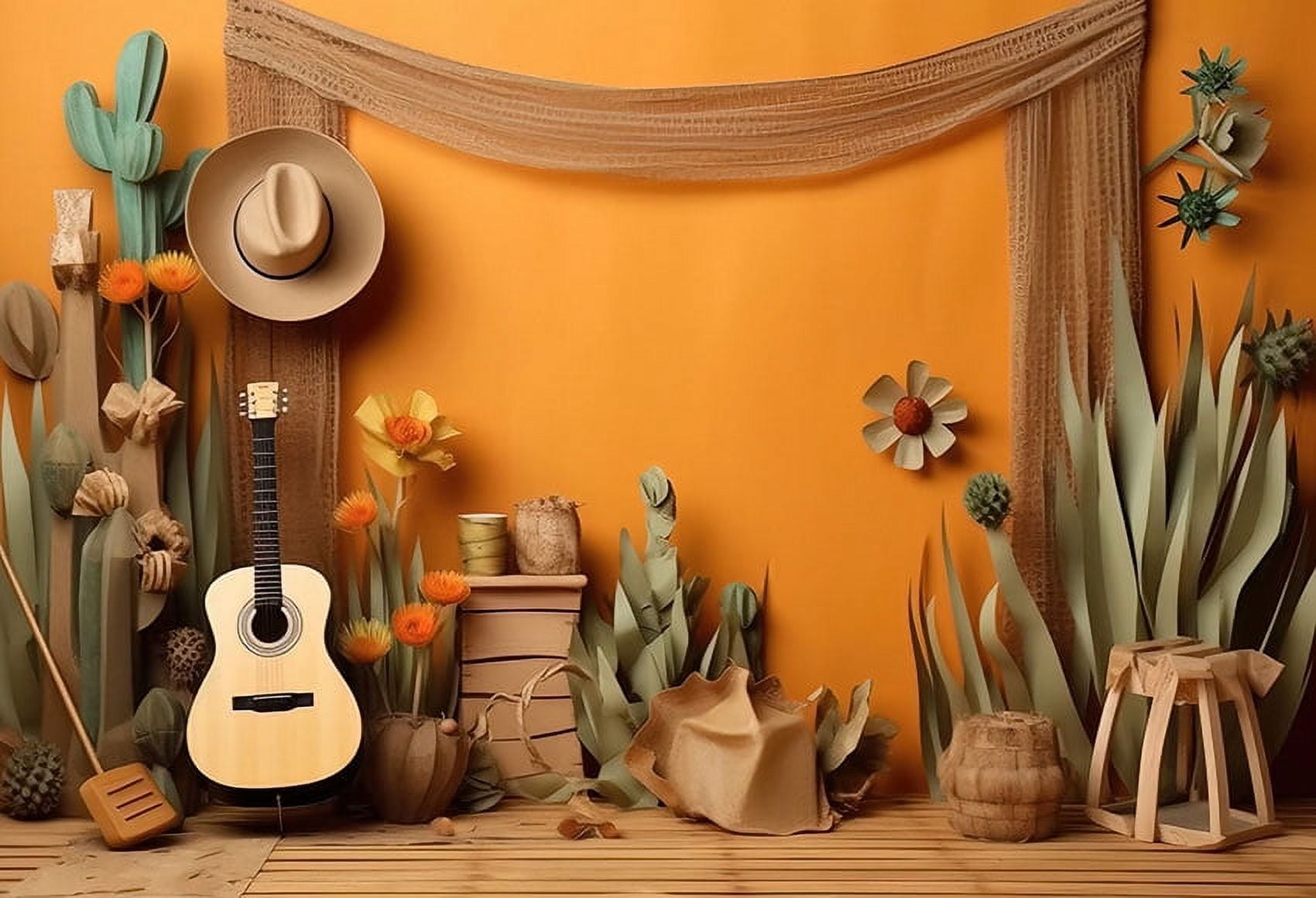 Mexico Wild West Desert Cactus Floral Kids Birthday Party Portrait r ...