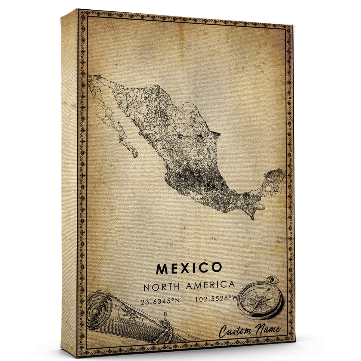 Mexico country Map Poster, North America Map Art Poster, Canvas, Mexico ...