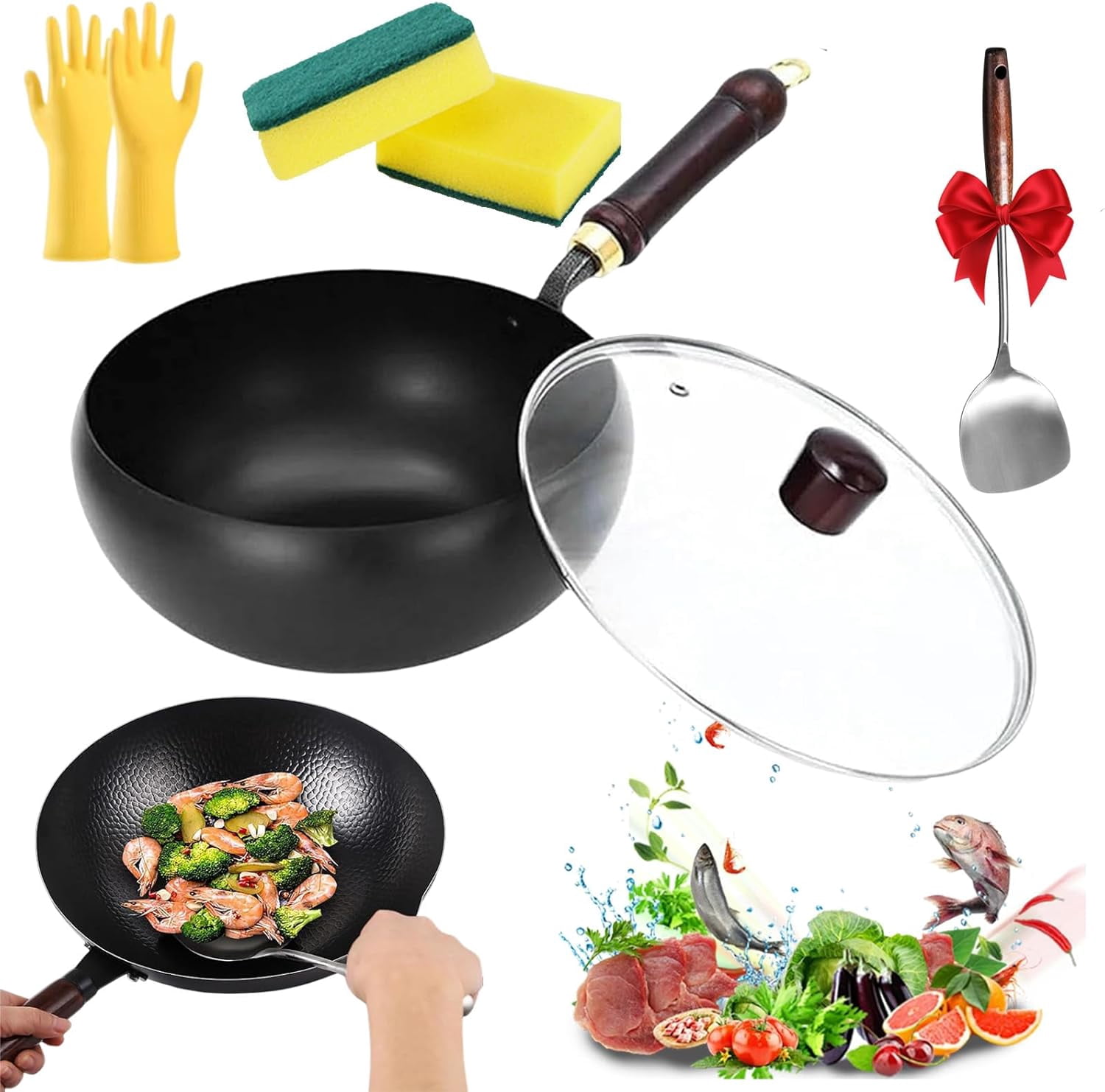 Mexicoify Uncoated Thick Iron Pot, Hand-Forged Non-Stick Pans without ...