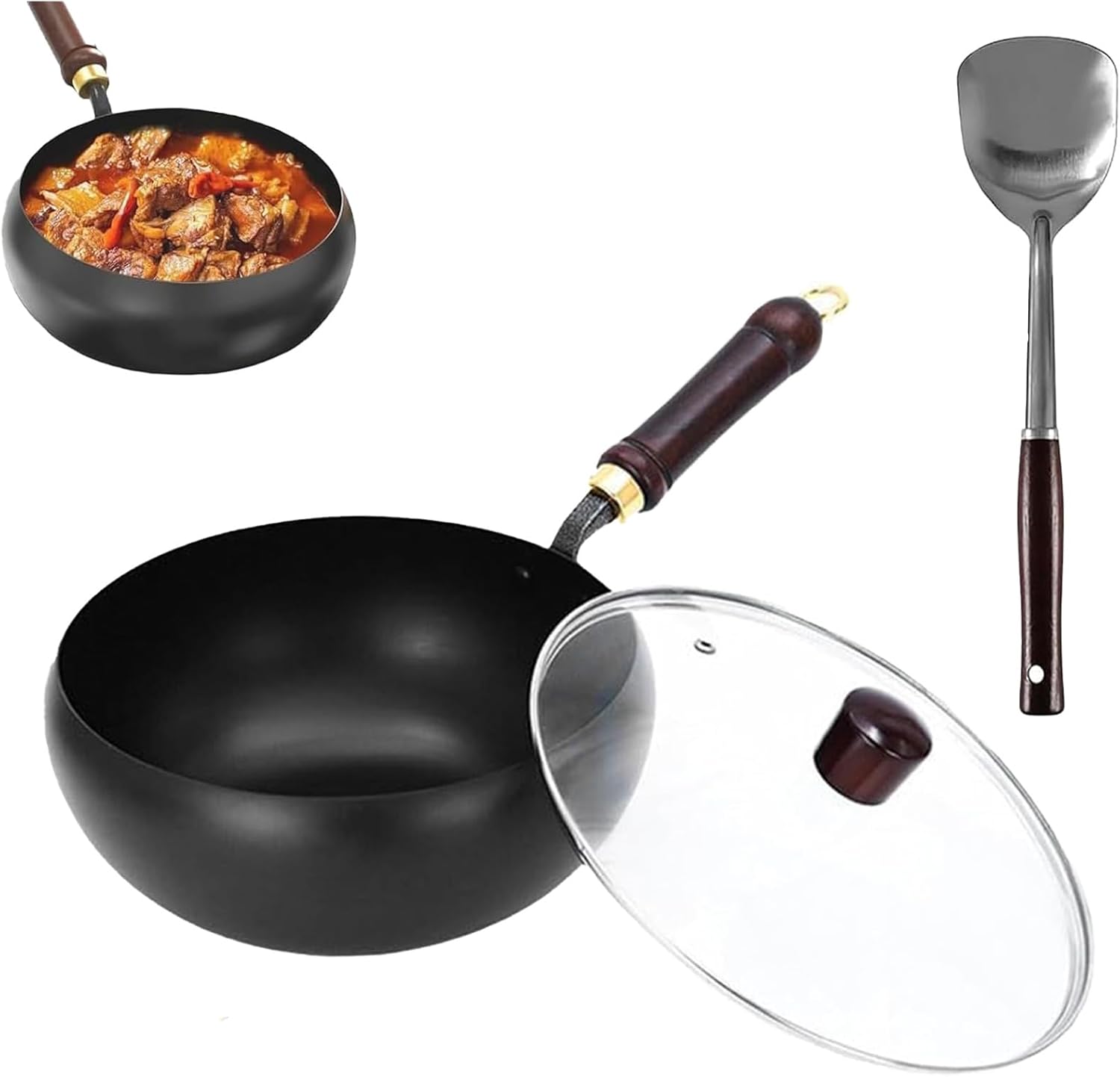 Mexicoify Uncoated Thick Iron Pot, Hand-Forged Non-stick Iron Pan ...