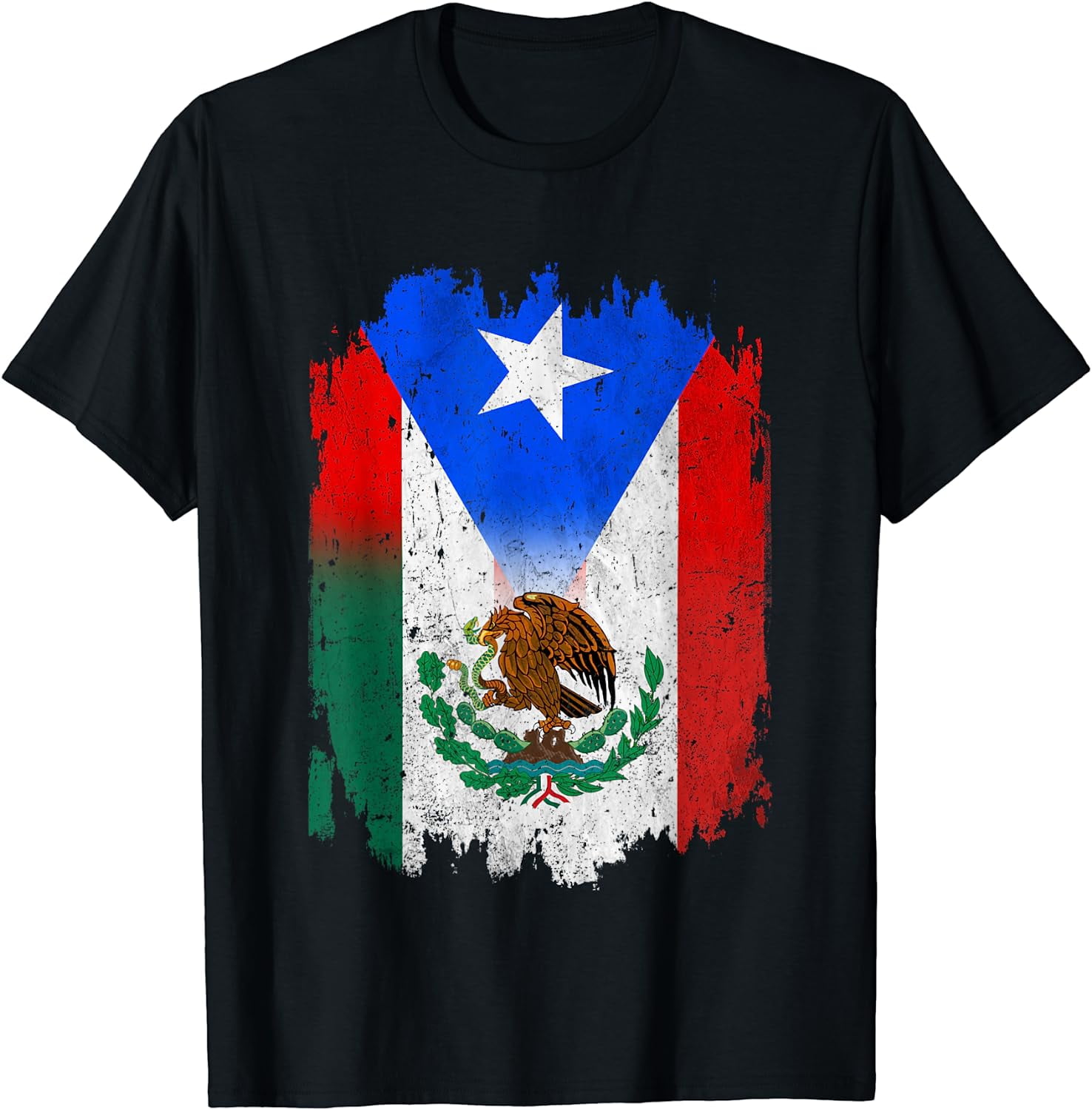 Mexirican Mexico Flag Puerto Rico Flag Boricua Chicano T-Shirt Black Medium - Walmart.com