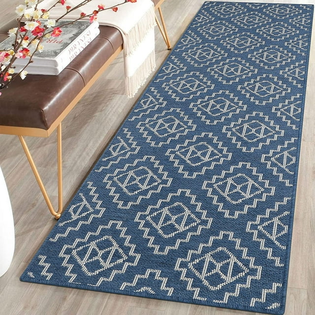 MeyJey 2'x6' Runner Rug Aztec Textured Weave Indoor Outdoor Area Rug ...