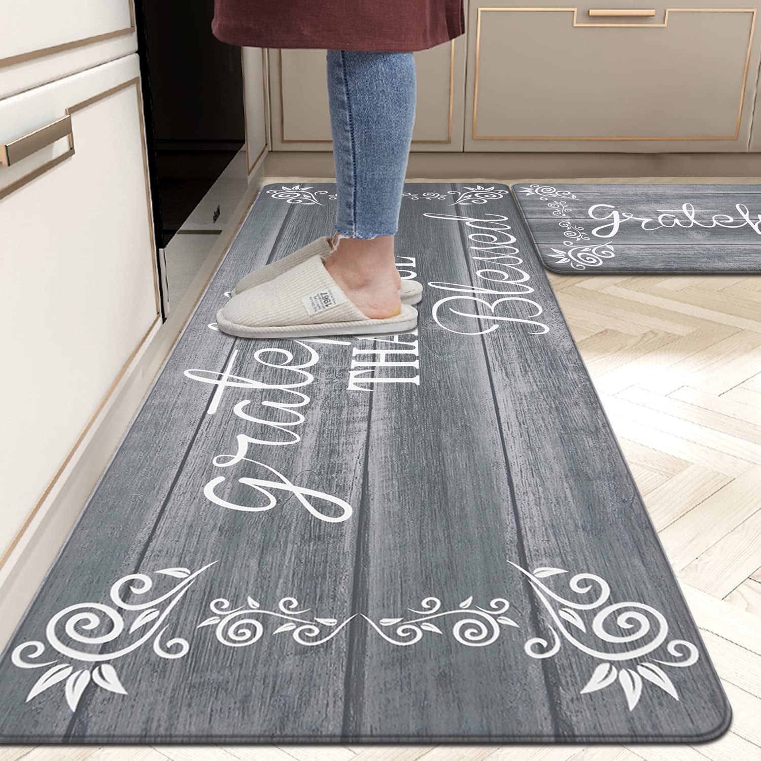 MeyJey Kitchen Mat Set, 2 Pieces Anti Fatigue Kitchen Rug Runner Non ...