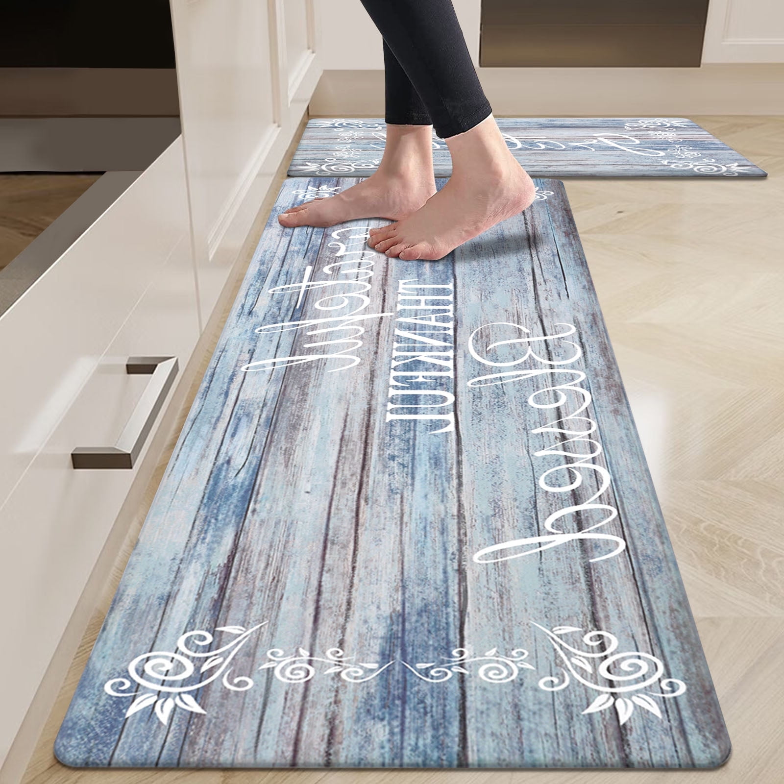 MeyJey Kitchen Rug Set, 2 Pieces Anti Fatigue Kitchen Mat Runner Non ...