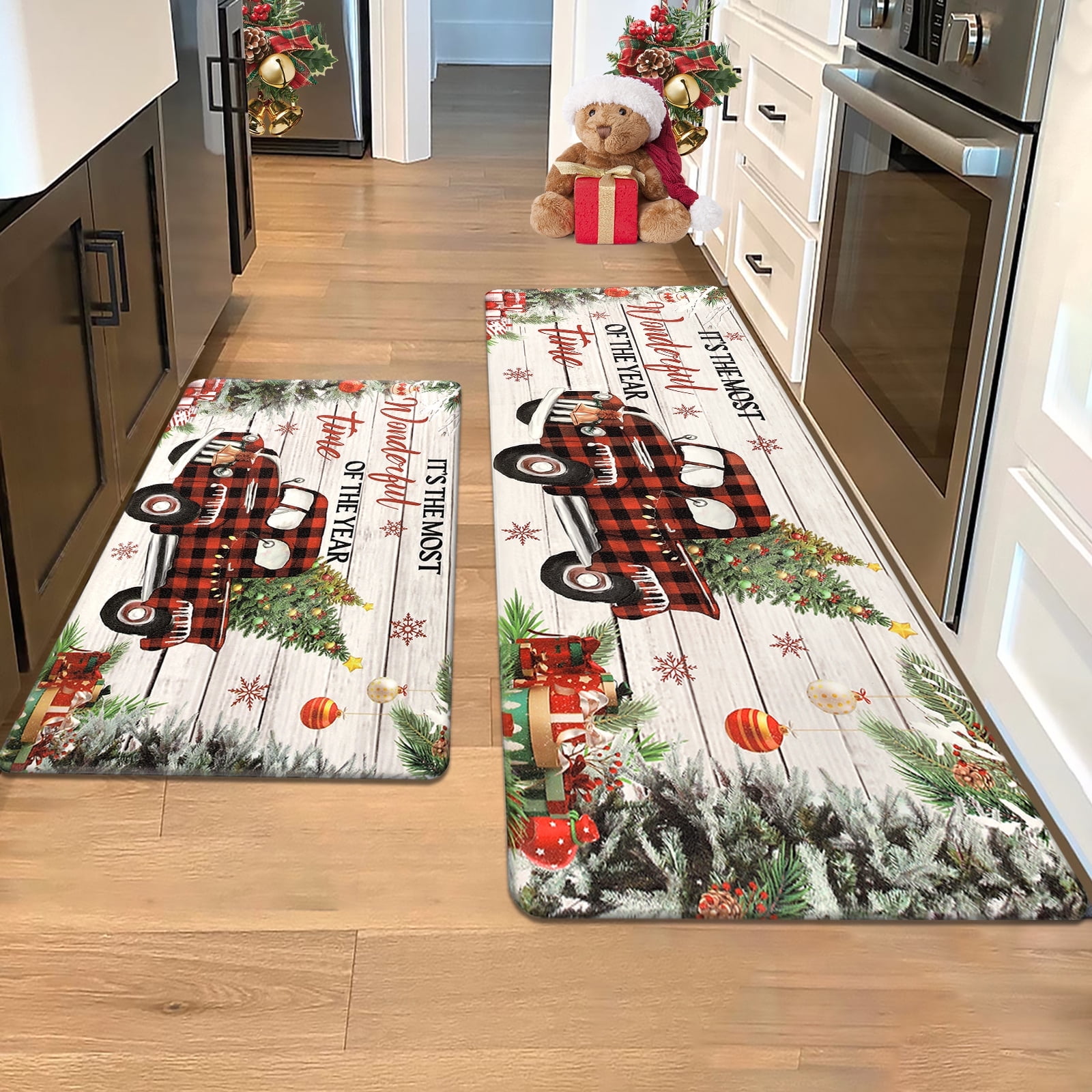 MeyJey Christmas Anti Fatigue Kitchen Rugs and Mats, 2 PCS Non-Slip ...