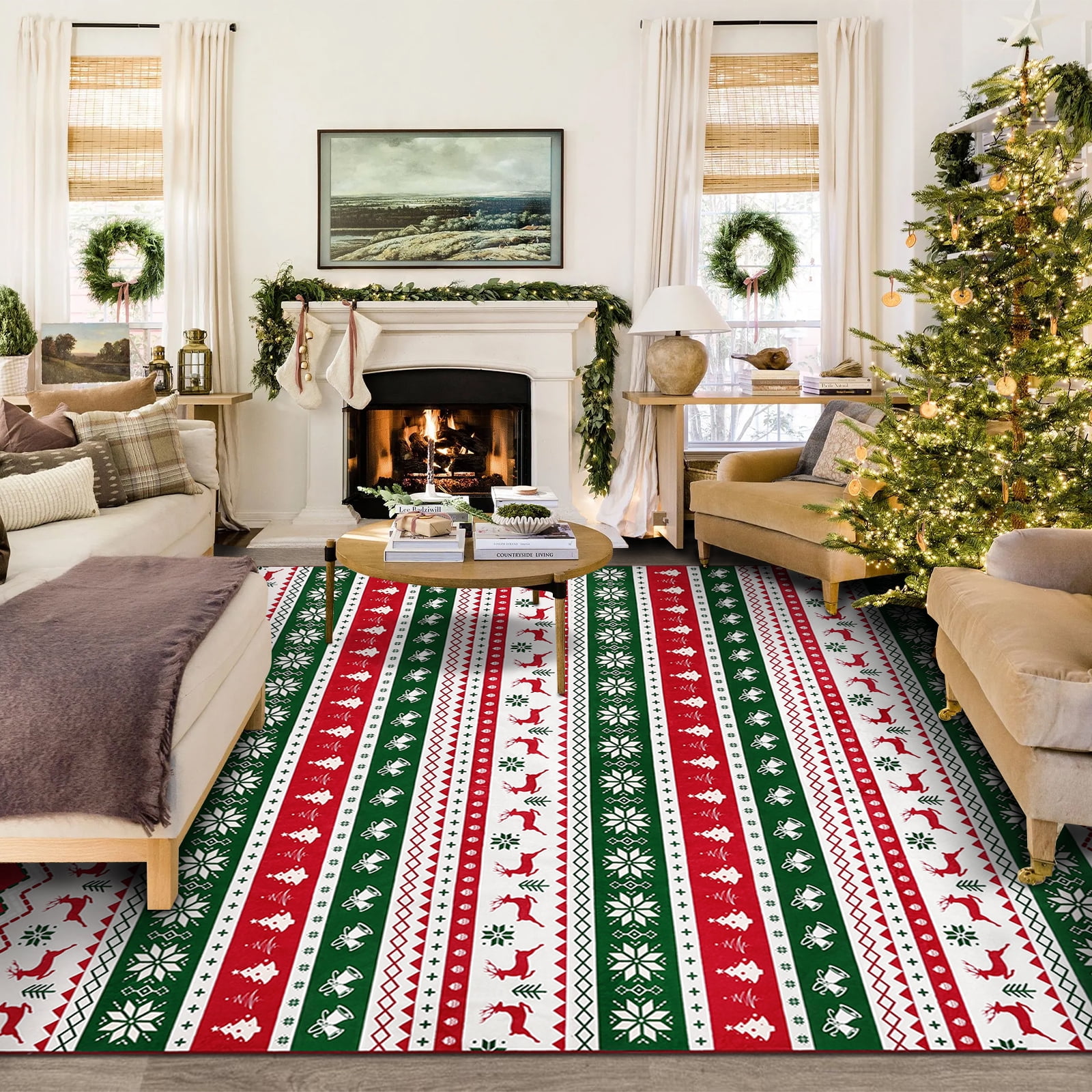 MeyJey Christmas Area Rug 8'x10', Non-Slip Machine Washable Rugs ...