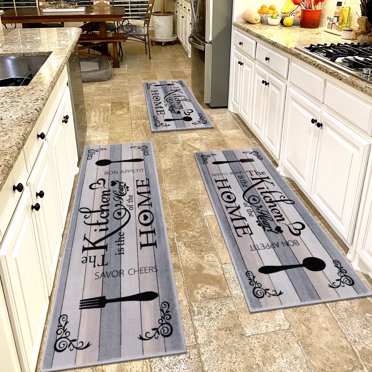 Yamaziot 3-Piece Kitchen Rug Set, Non-Slip Backing, Machine Washable ...