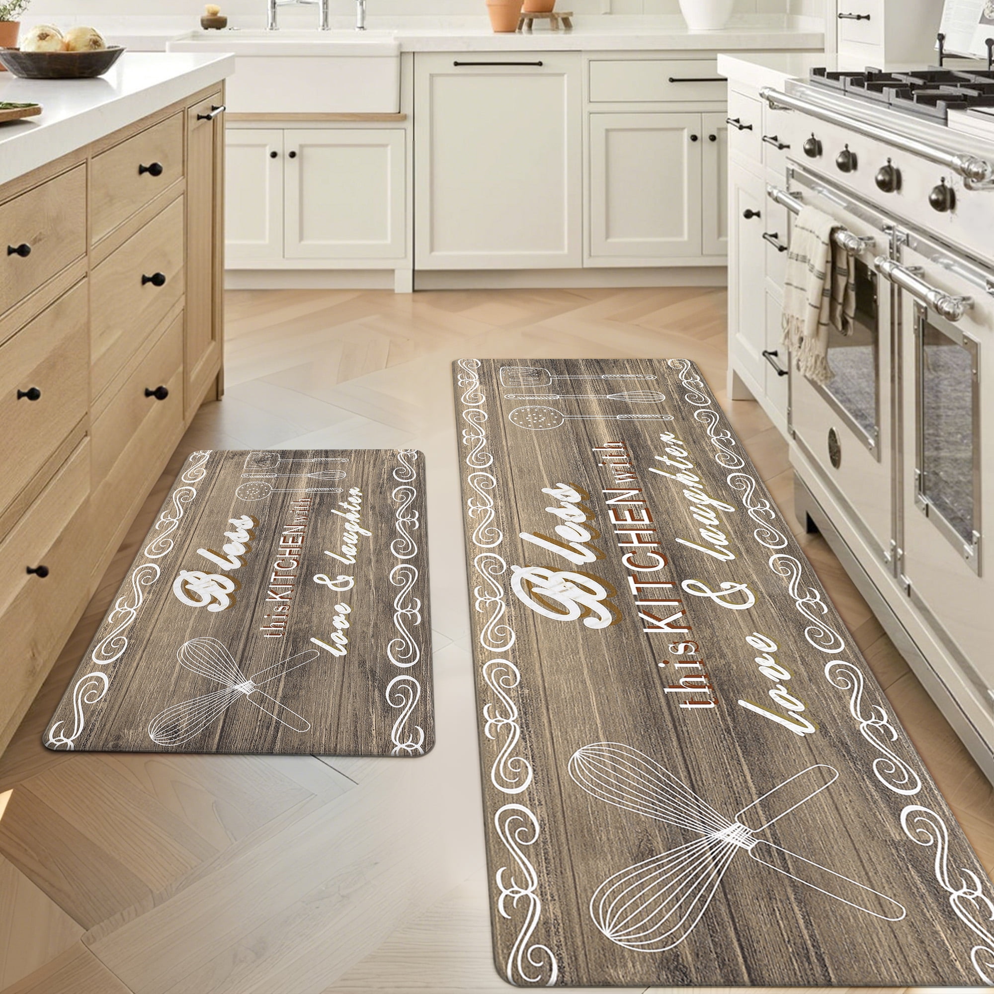 MeyJey Kitchen Rug Anti-Fatigue Mat Set for Kitchen, 2 Piece Non-Slip ...