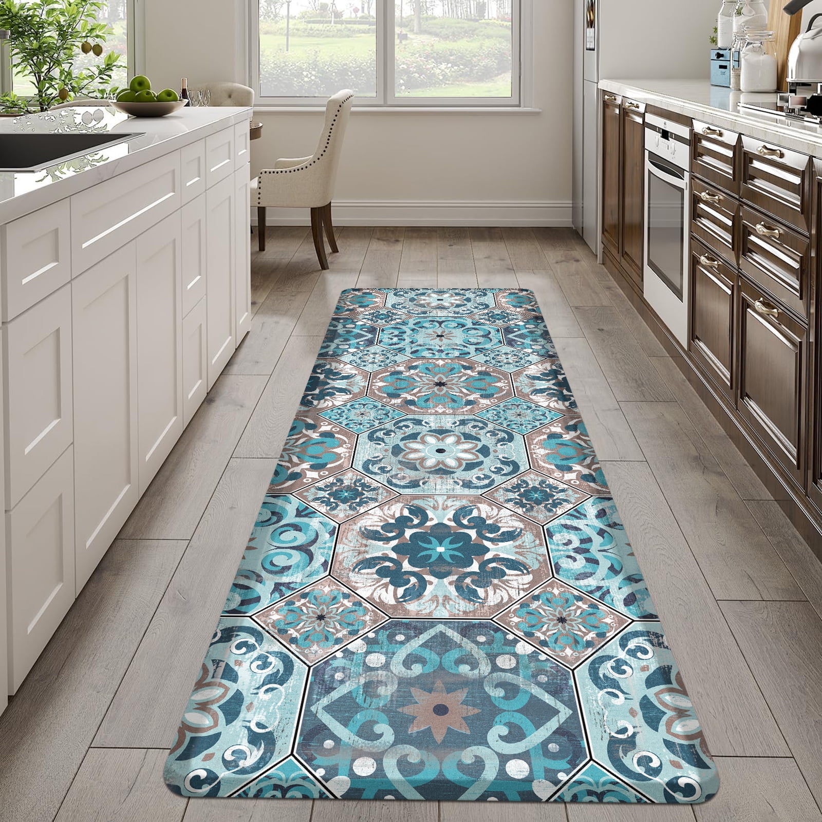MeyJey Kitchen Rug 20"x60" Blue/Teal Anti Fatigue Kitchen Mat Non-Slip ...