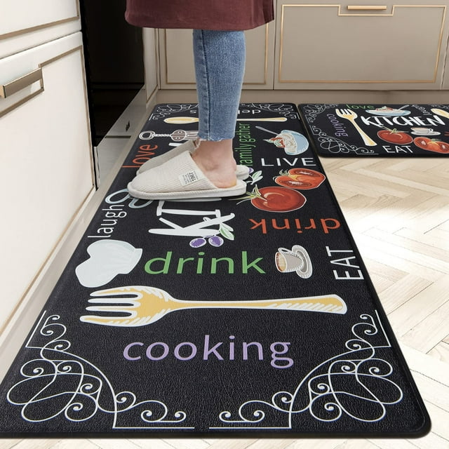 "MeyJey Comfort Foam Kitchen Rug Set, 2pcs Anti Fatigue Waterproof Non ...