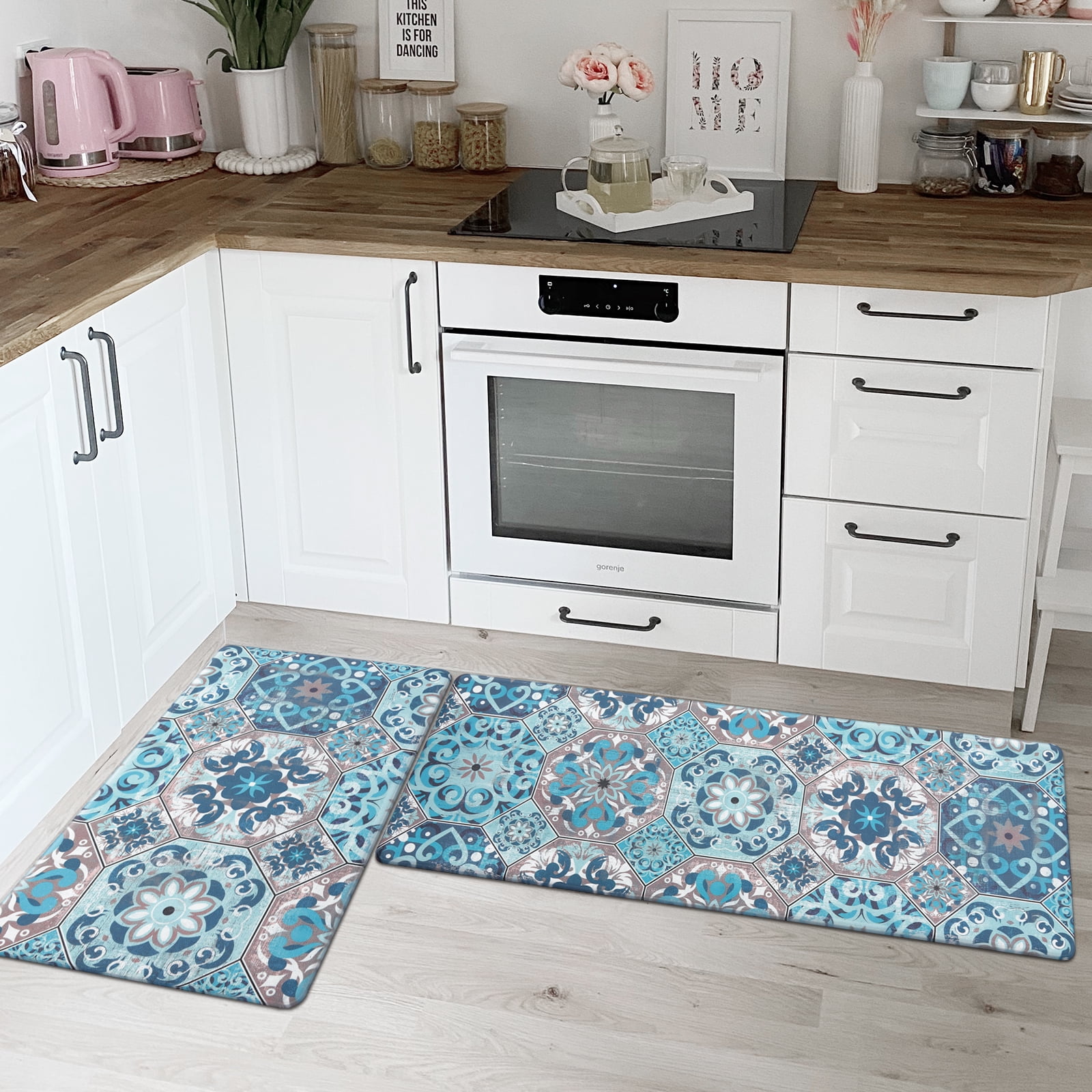 MeyJey Kitchen Rug Set, 2 Piece Anti Fatigue Kitchen Mat Non-Slip ...
