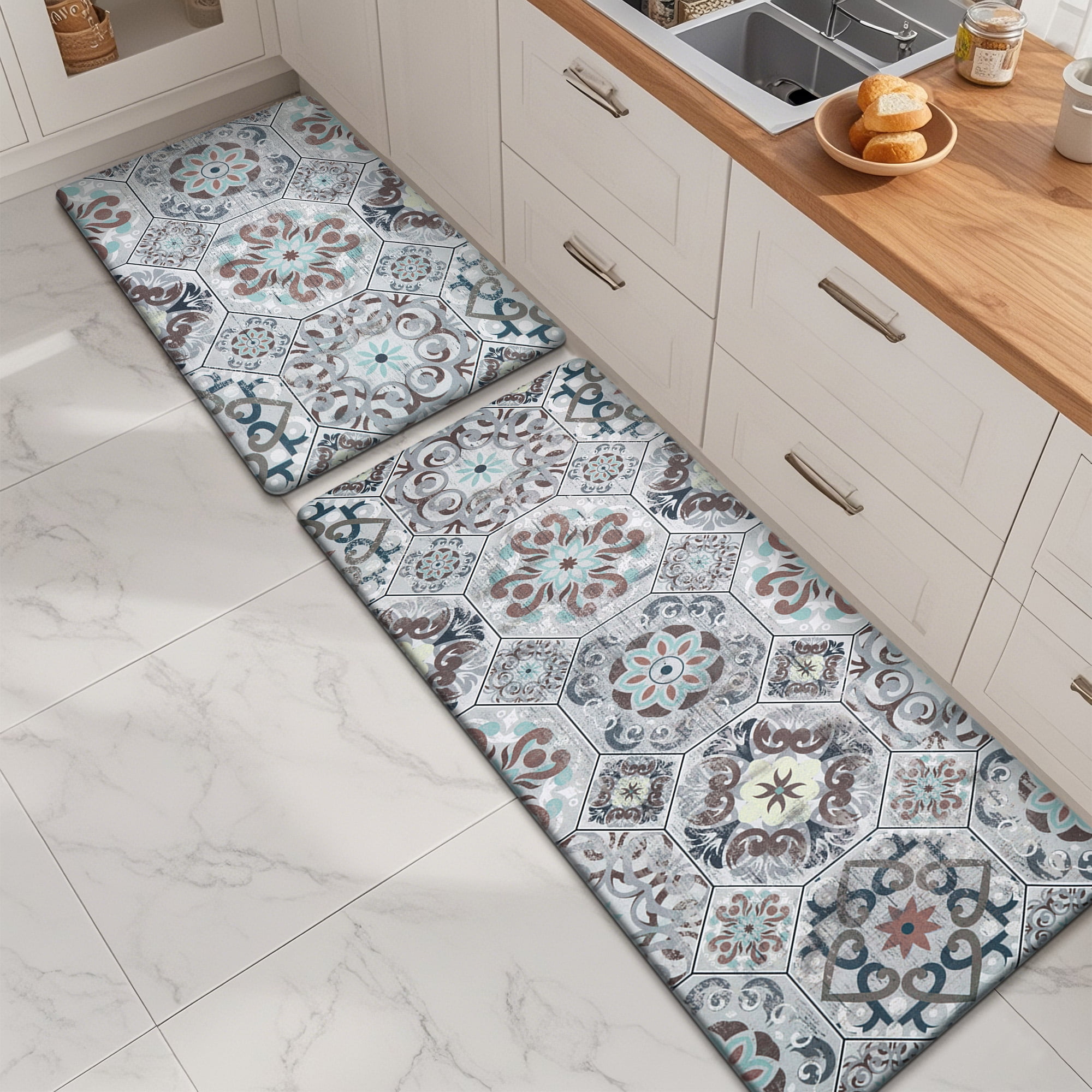 "MeyJey Comfort Foam Kitchen Mat Set, 2 Piece Anti Fatigue, Non-Slip ...