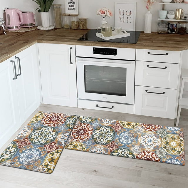 MeyJey Kitchen Rug Set, 2 Piece Anti Fatigue Kitchen Mat Non-Slip ...