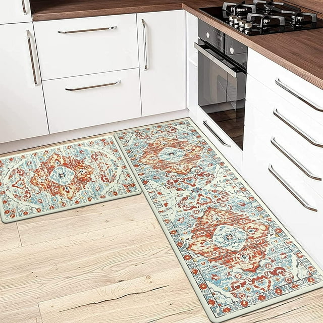 MeyJey Kitchen Rug Set, 2 Piece Anti Fatigue Non-Slip Waterproof Home ...