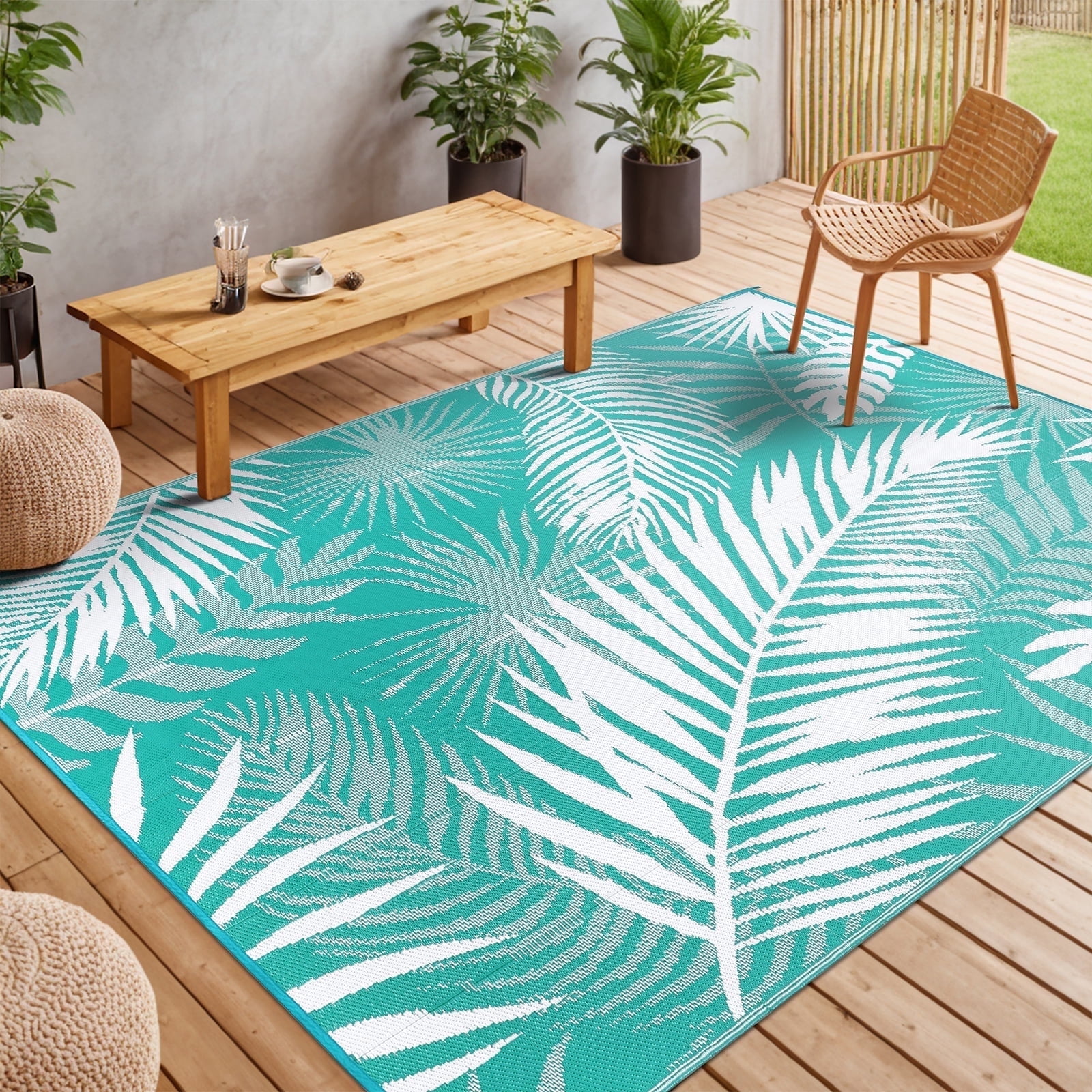 MeyJey Outdoor Rug 5x7 Reversible Waterproof Area Rug for Patio Camping ...