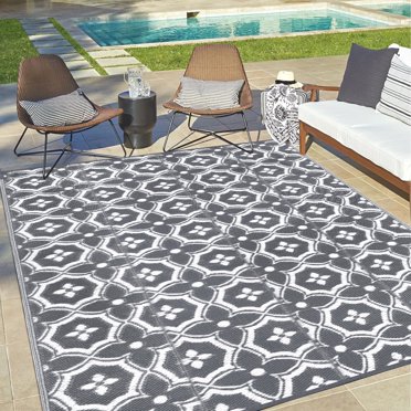 8ft Round Water Resistant, Large Indoor Outdoor Rugs for Patios, Front ...
