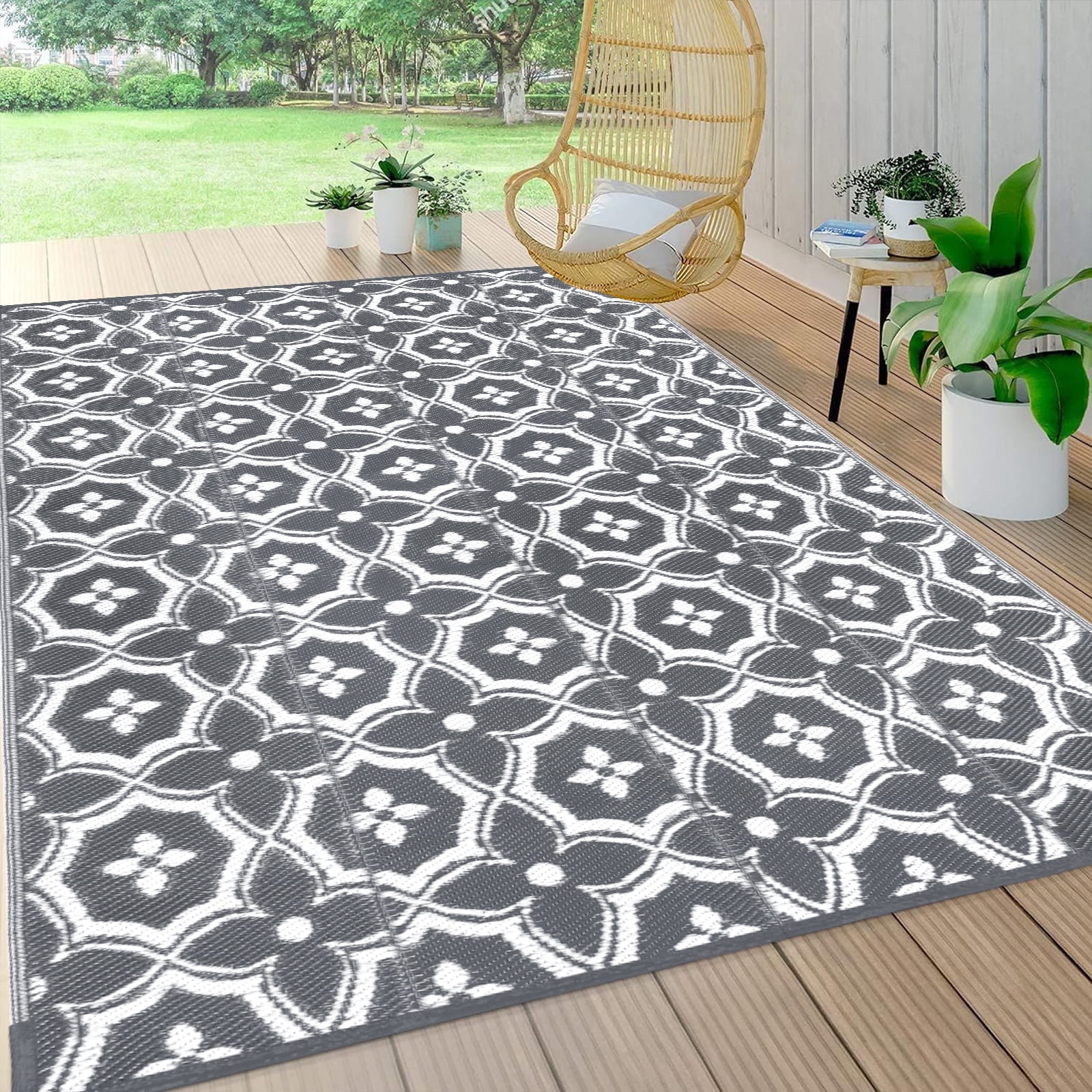 MeyJey Outdoor Rug, 6'x9' Reversible Waterproof Area Rug, Plastic Mat ...
