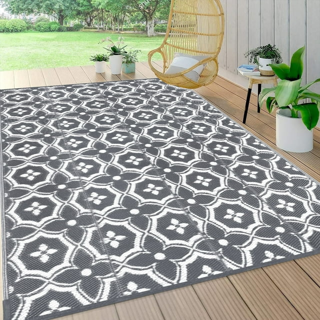 MeyJey Outdoor Rug, 6'x9' Reversible Waterproof Area Rug, Plastic Mat ...