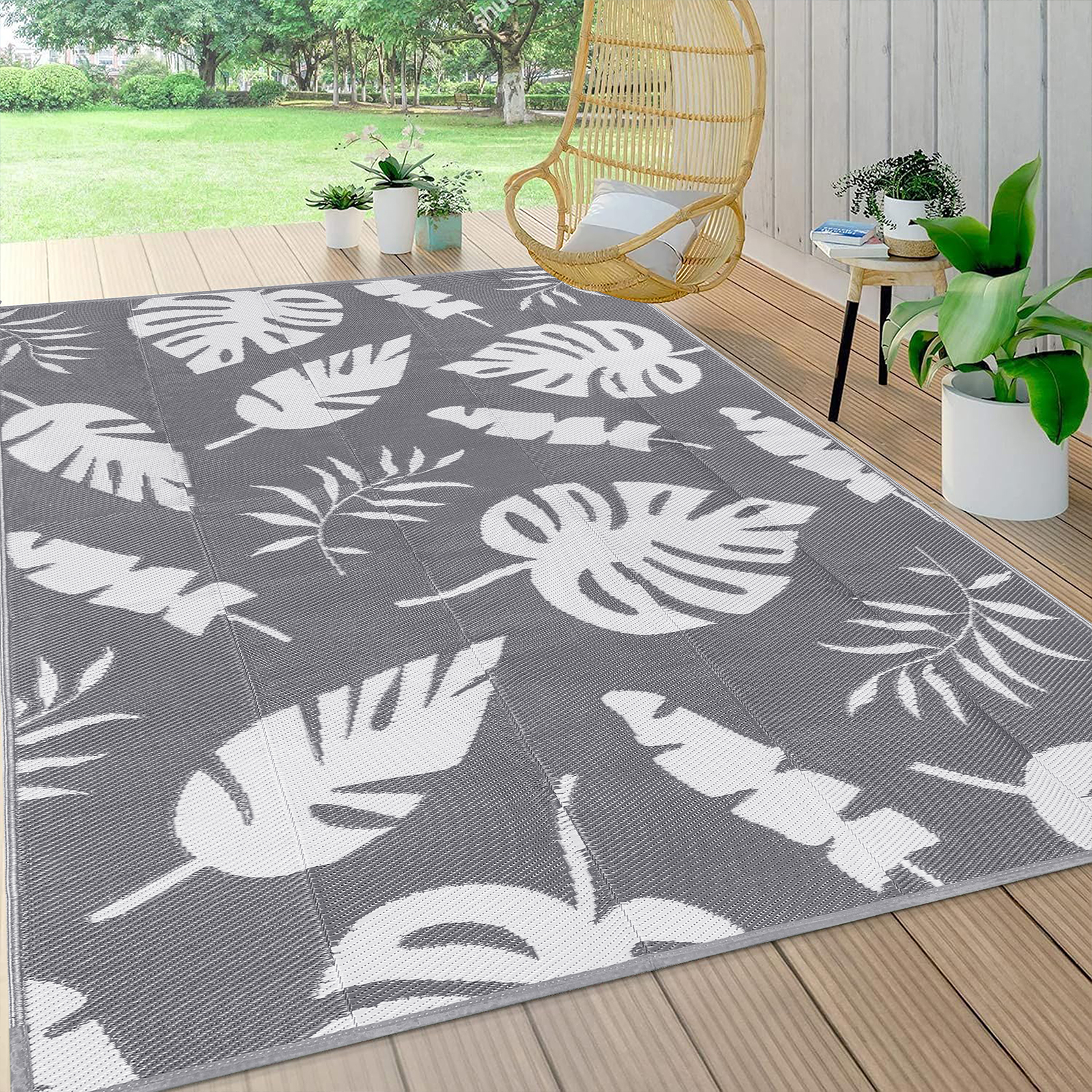 MeyJey Outdoor Rug, 6'x9' Reversible Waterproof Area Rug, Plastic Mat ...