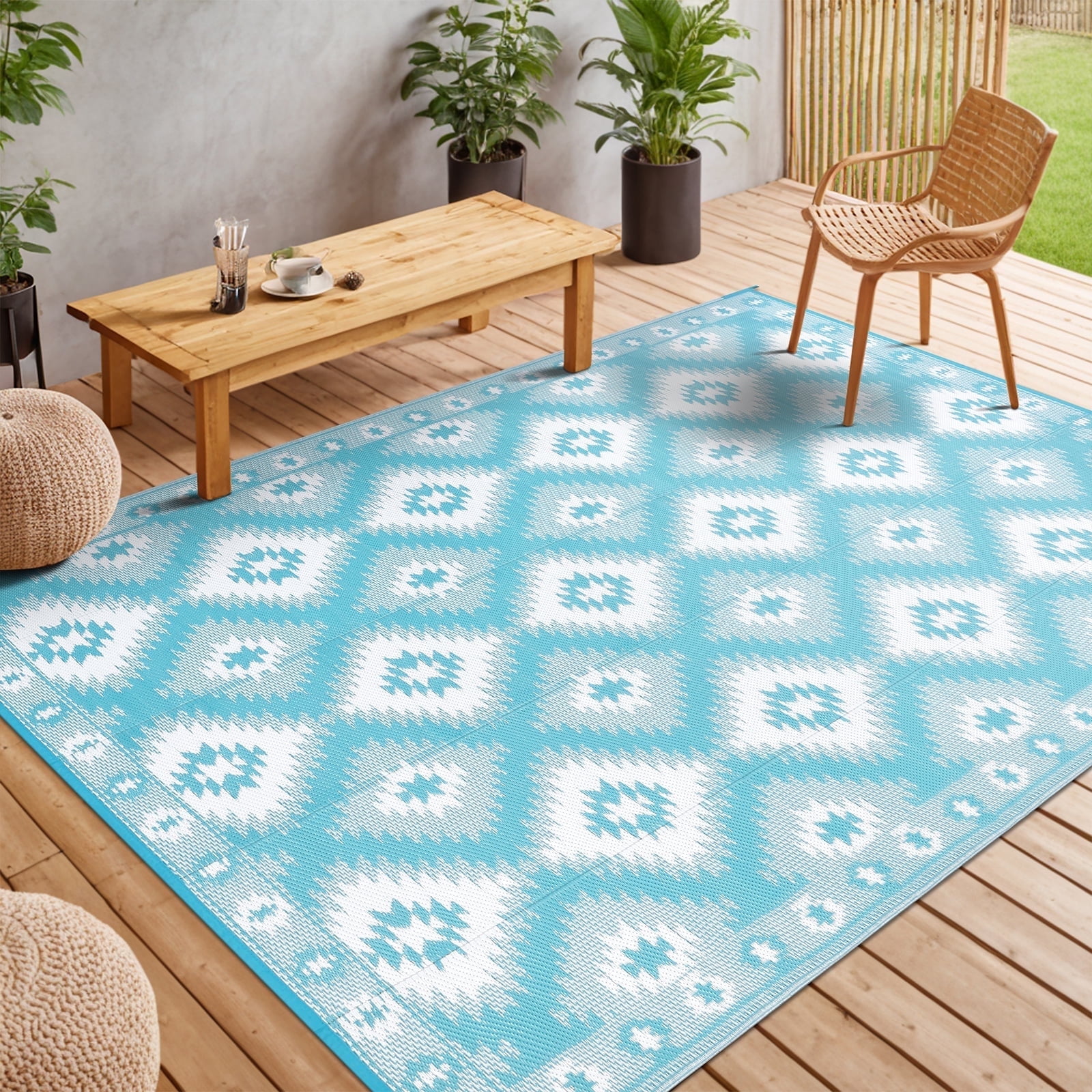 MeyJey 6'x9' Outdoor Camping Rug, Reversible Waterproof Plastic Mat ...