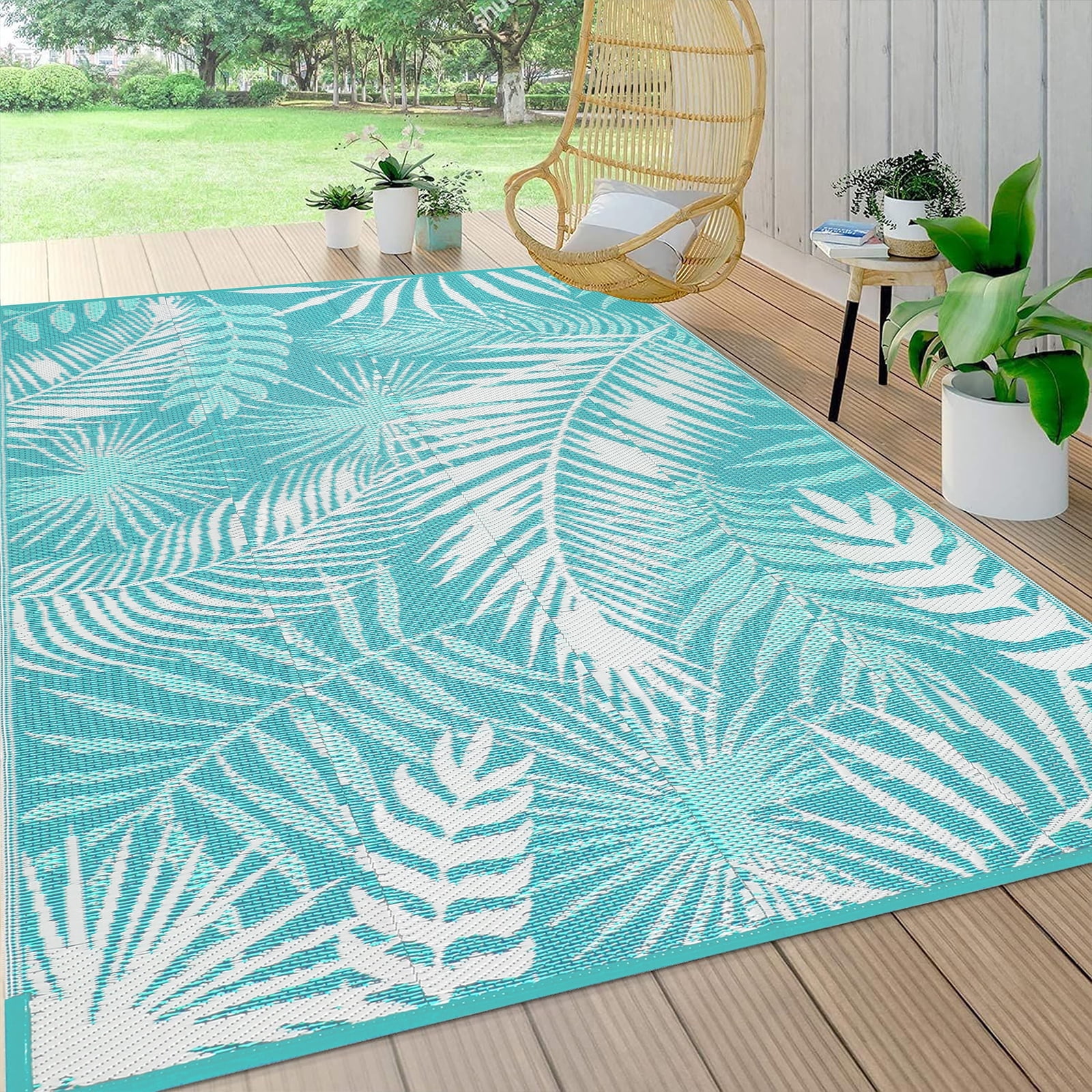 MeyJey Outdoor Rug, 6'x9' Reversible Waterproof Area Rug, Plastic Mat ...