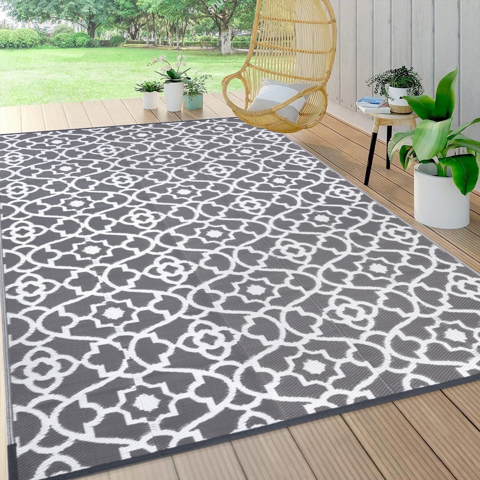 MeyJey Outdoor Rug, 8'x10' Reversible Waterproof Area Rug, Plastic Mat ...