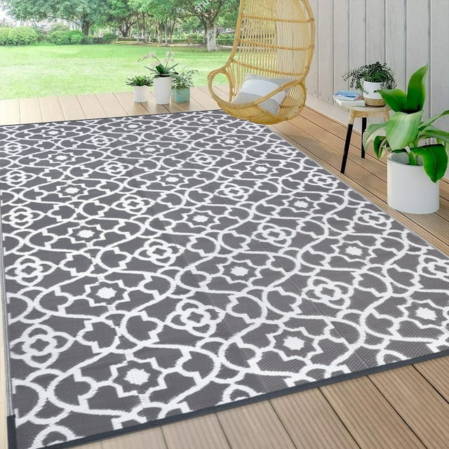 MeyJey Outdoor Rug, 8'x10' Reversible Waterproof Area Rug, Plastic Mat ...