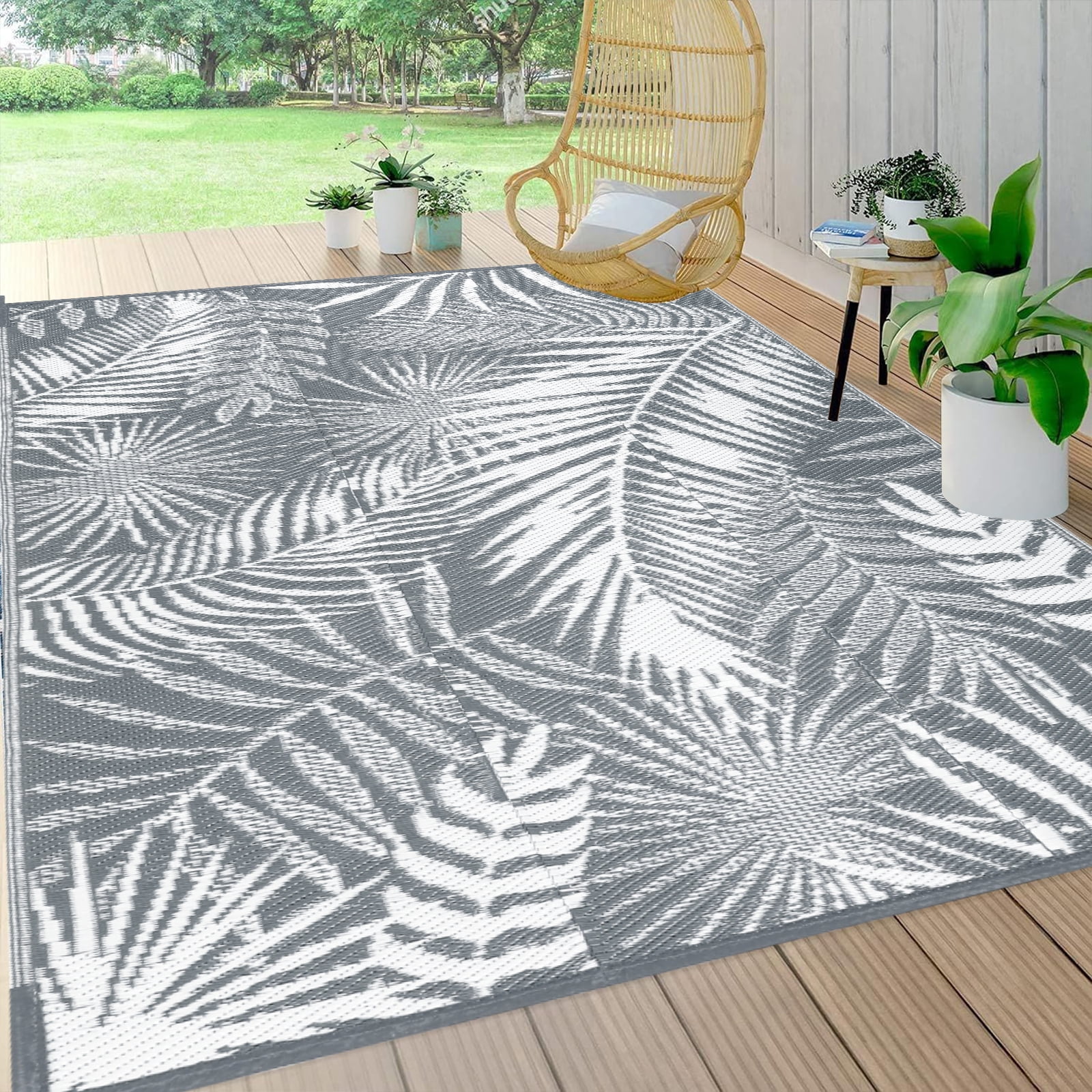 MeyJey Outdoor Rug, 9'x12' Reversible Waterproof Area Rug, Plastic Mat ...