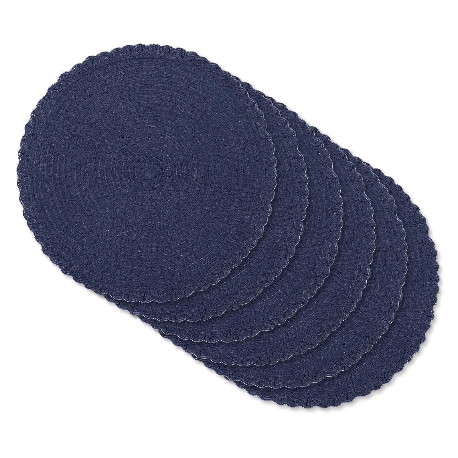 MeyJey 15" Braid Round Placemat Set of 6, Large Cotton Woven Non-Slip ...