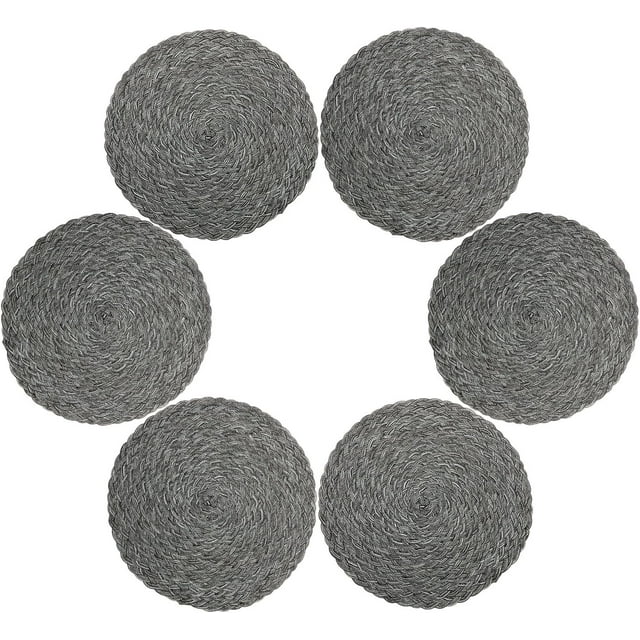 MeyJey Round Placemats 6 Piece, 15" Large Cotton Woven Heat Resistant ...