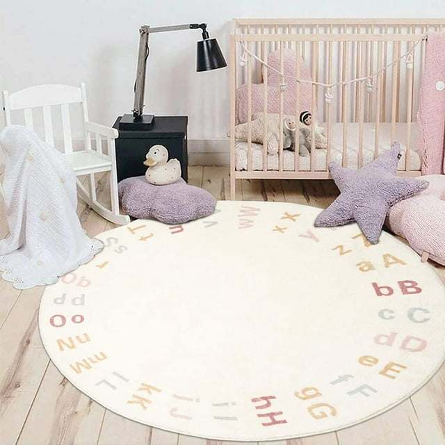 MeyJey Super Soft Area Rug, 6ft Round Non-Silp Shaggy Kids Rug Play Mat ...