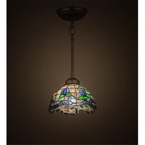 Meyda Lighting 30'W Tiffany Wisteria Pendant, Lt Blue Va(Dk) Pr Pb(Lt ...