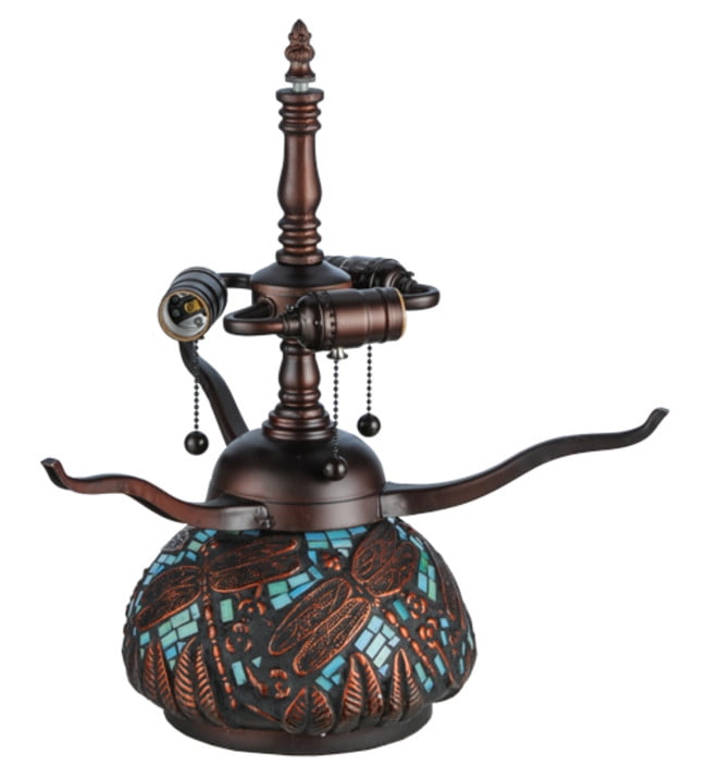 Meyda Lighting 17'H Tiffany Dragonfly Mosaic Table Lamp Base, Blue ...