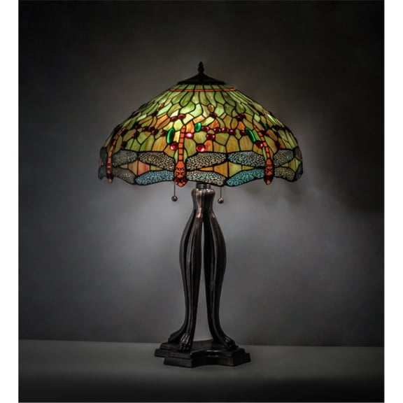 230981 Meyda 13" High Tiffany Hanginghead Dragonfly Table Lamp ...