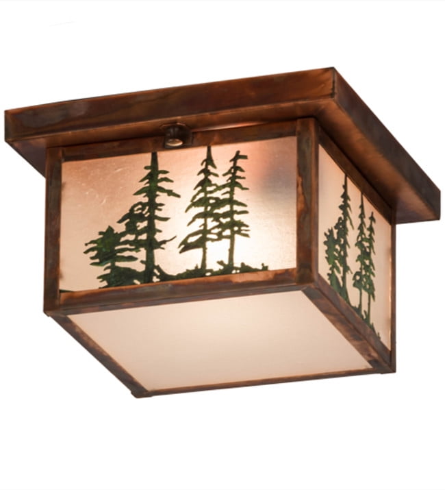 Meyda Tiffany 180660 Hyde Park Tall Pines 15" Wide Flush Mount Square ...