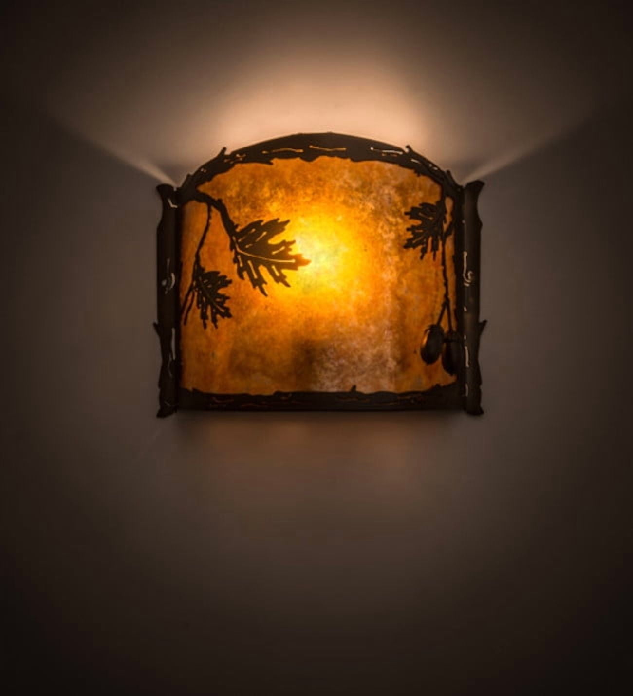 Meyda Tiffany 183372 Oak Leaf And Acorn 10" Tall Wall Sconce - Amber ...
