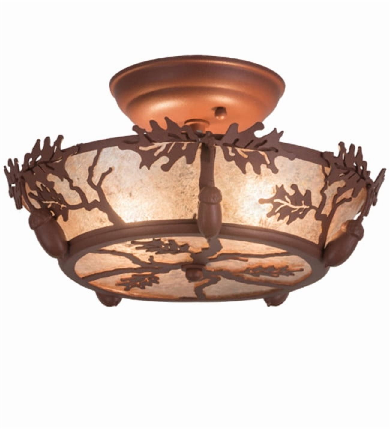 Meyda Tiffany 188635 Oak Leaf And Acorn 2 Light 11" Wide Semi-Flush ...