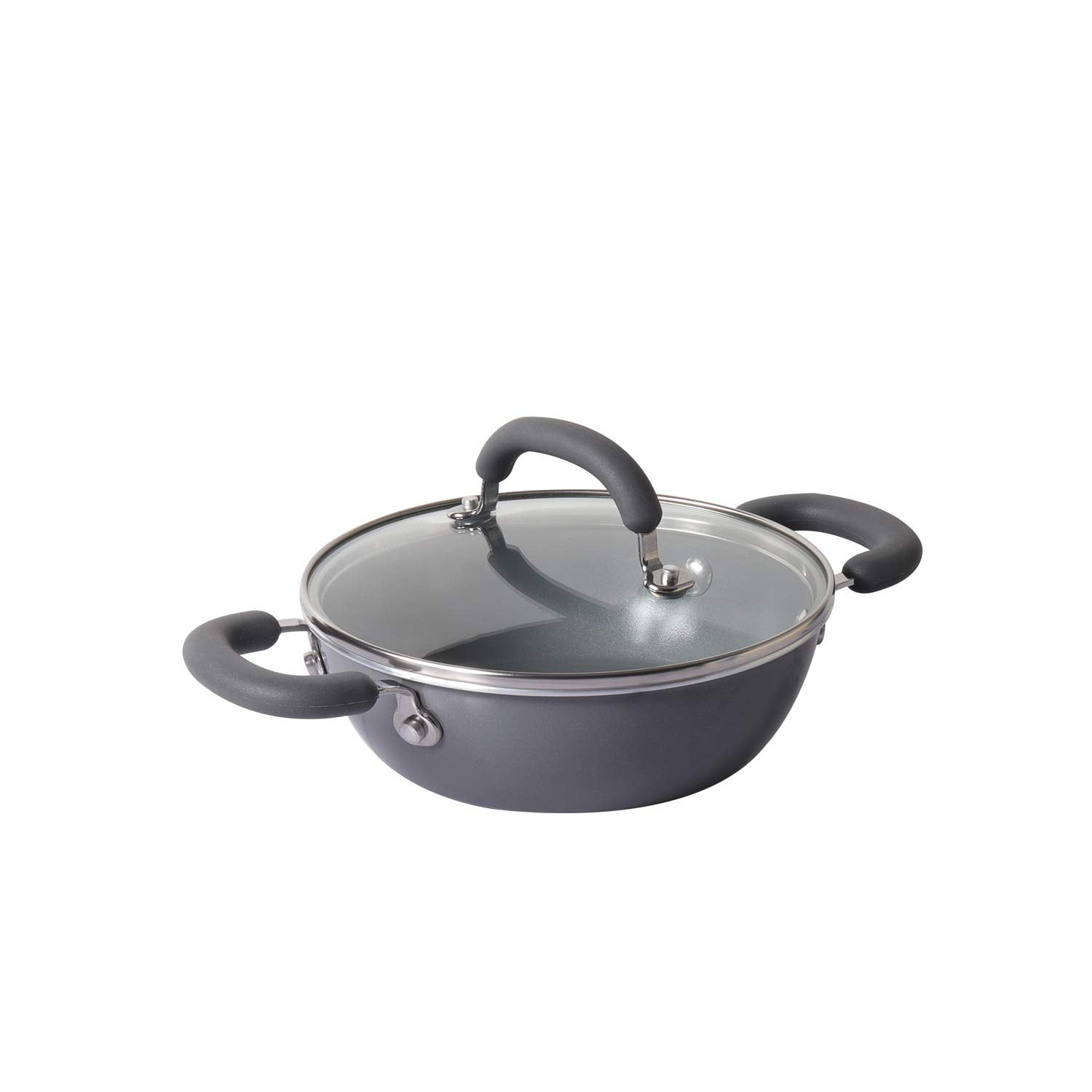 Meyer Anzen Healthy Ceramic Coated Aluminum Kadai with Glass Lid ...