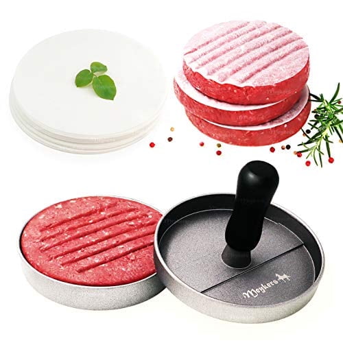 Meykers, Burger Press, 100 Patty Papers Set, Non-Stick Hamburger Mold ...