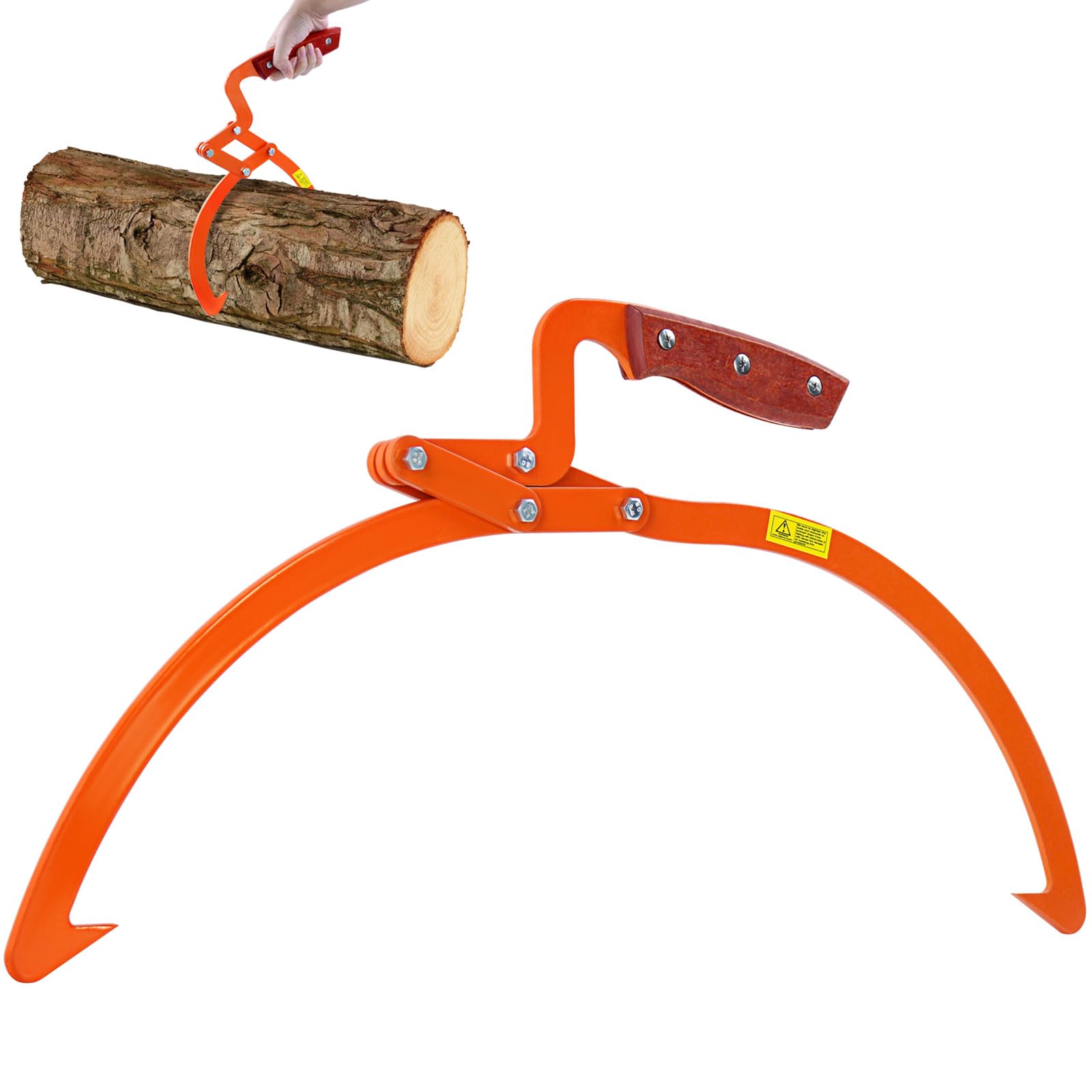 Meyoppm 20 Inch Orange Log Tongs，2 Claw Skidding Tongs Non-Slip Grip ...
