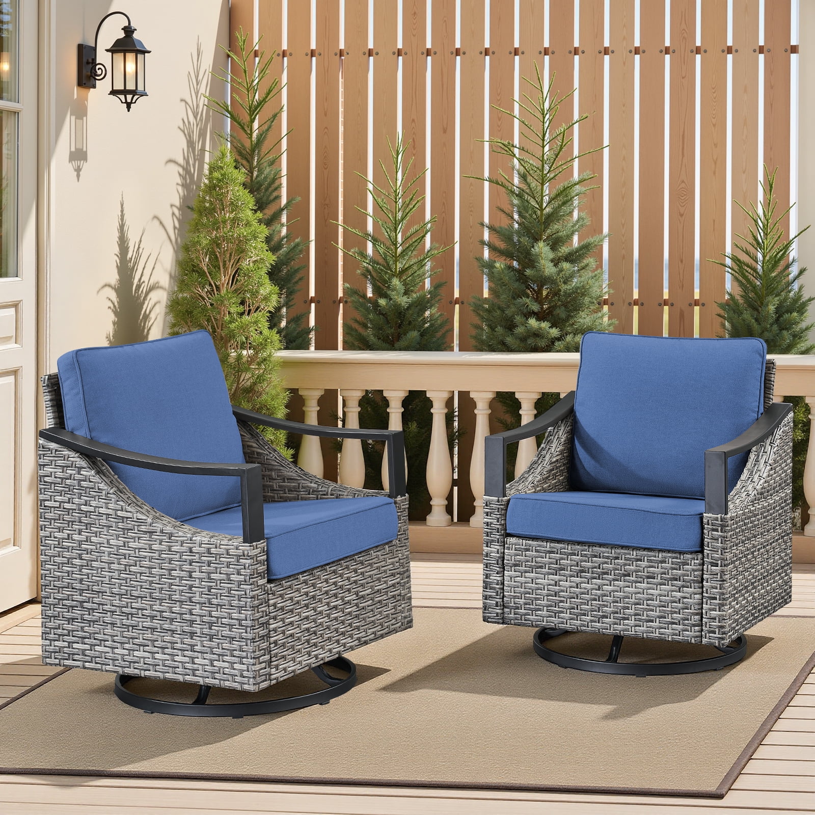 OPOHORO Outdoor Swivel Rocking Glider Chairs Set of 2, Outside All ...